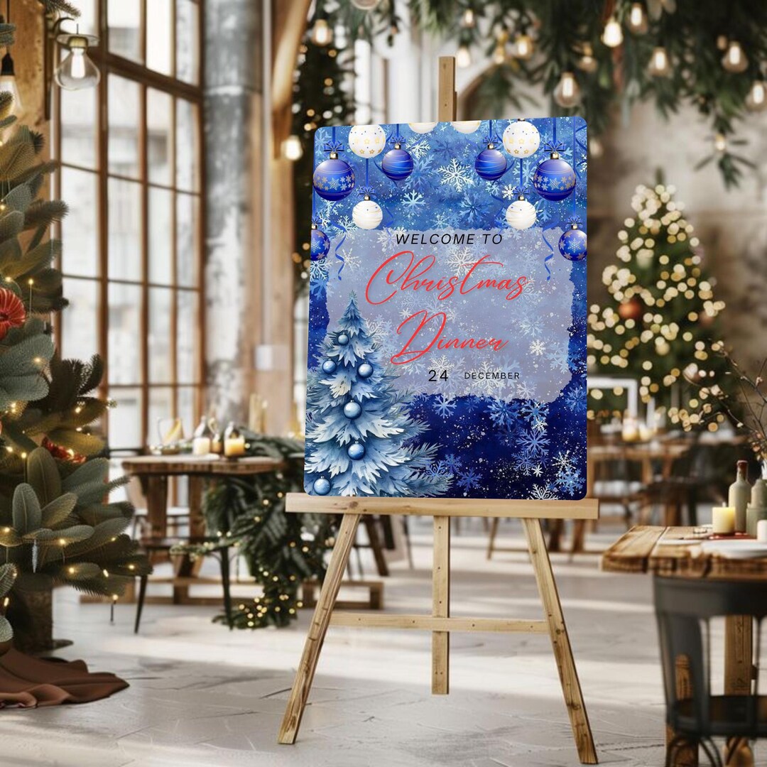 Christmas Dinner Welcome Sign, Festive Holiday Decor (instant Download ...