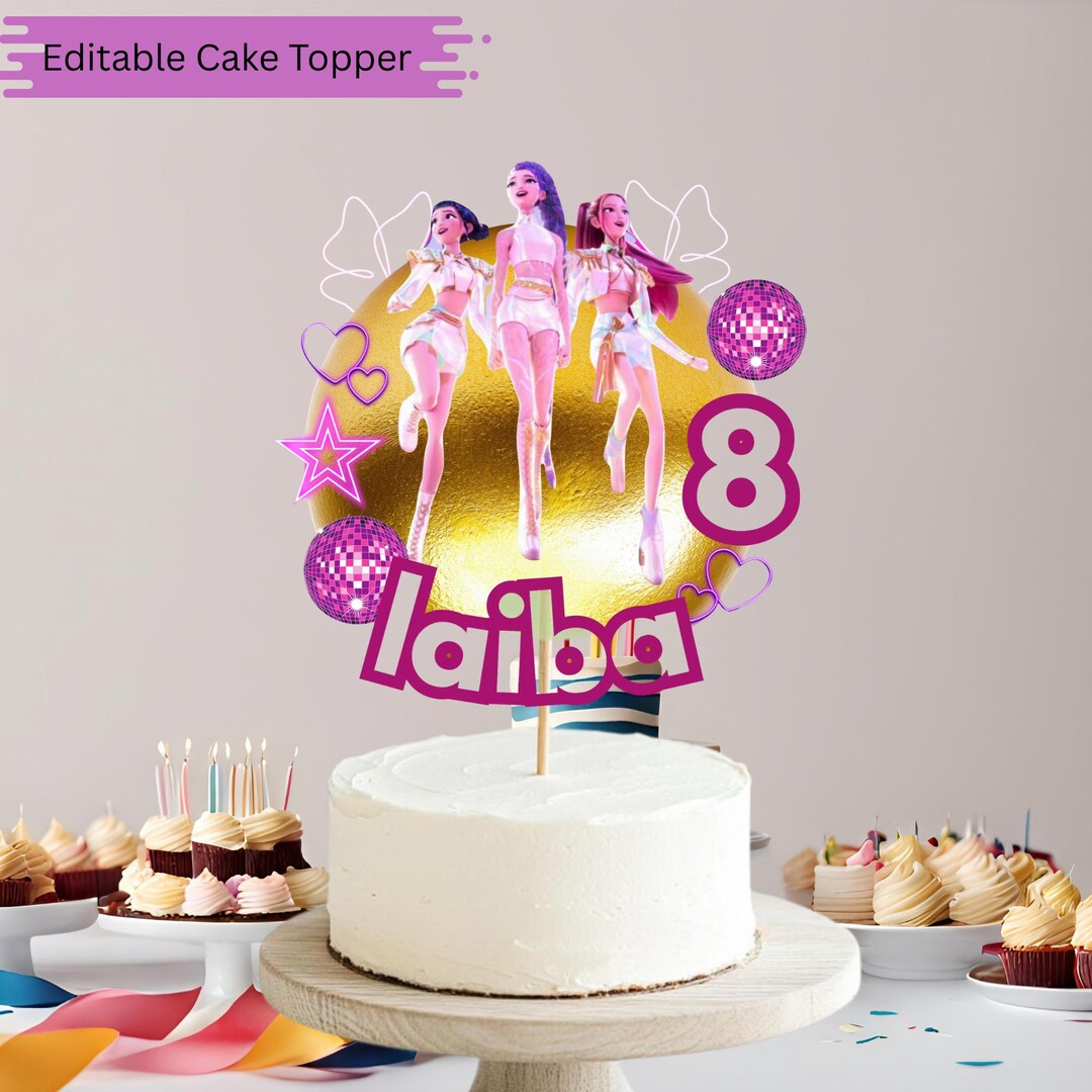 Editable Kpop Birthday Cake Topper, Huntrix Party Decoration (digital ...
