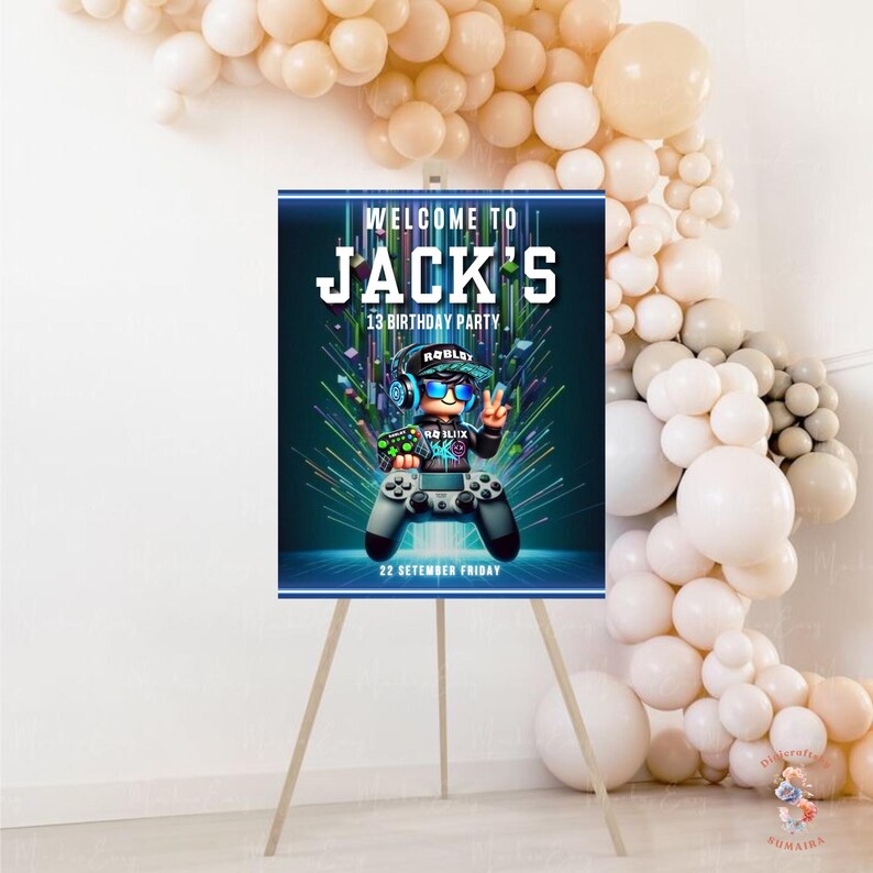 Roblox Birthday Welcome Sign Printable (canva Template) - Etsy Canada