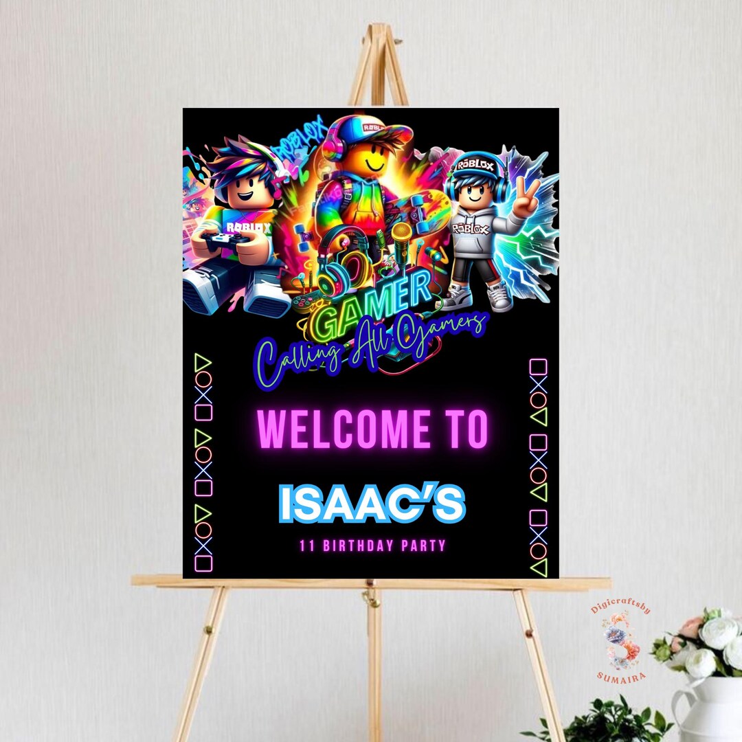 Roblox Welcome Sign | Editable Roblox Party Welcome Sign | Kids Gamer ...