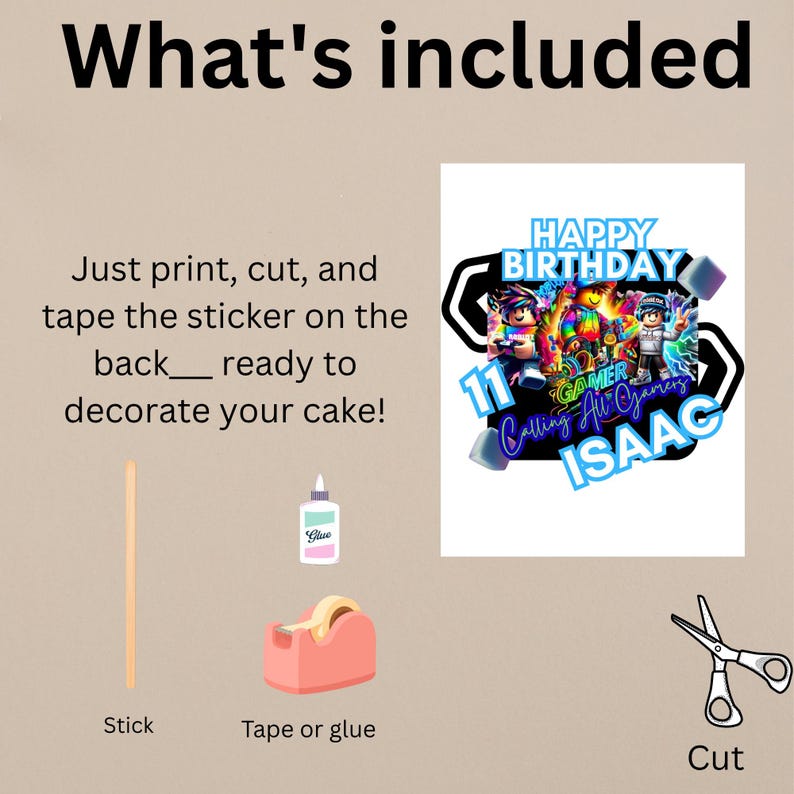 Roblox Cake Topper | Editable Roblox Birthday Cake Topper | Kids Gamer ...