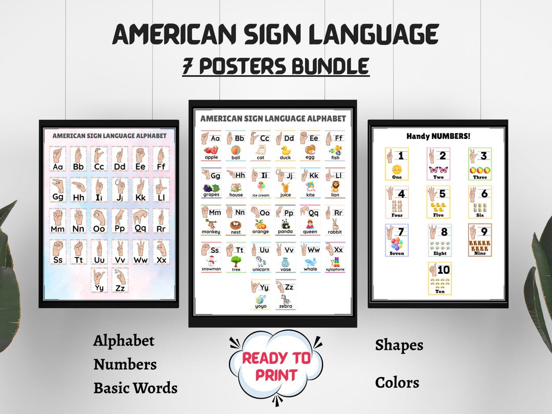 Printable ASL Learning Bundle Wall Art Decor and Poster | Digital ...