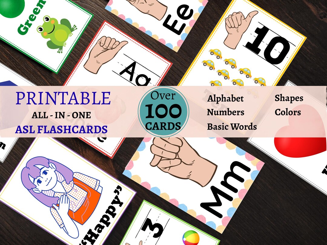 Printable ASL Flashcards Bundle for Kids – Sign Language Alphabet ...