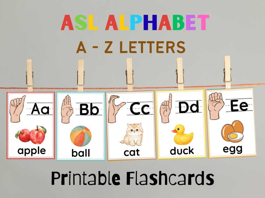 Printable ASL Alphabet Flashcards for Kids| Sign Language Alphabet ...
