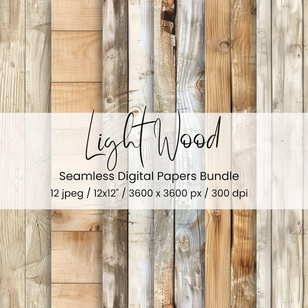 Rustic Light Wood Seamless Digital Paper Bundle – 12 Natural Wooden ...