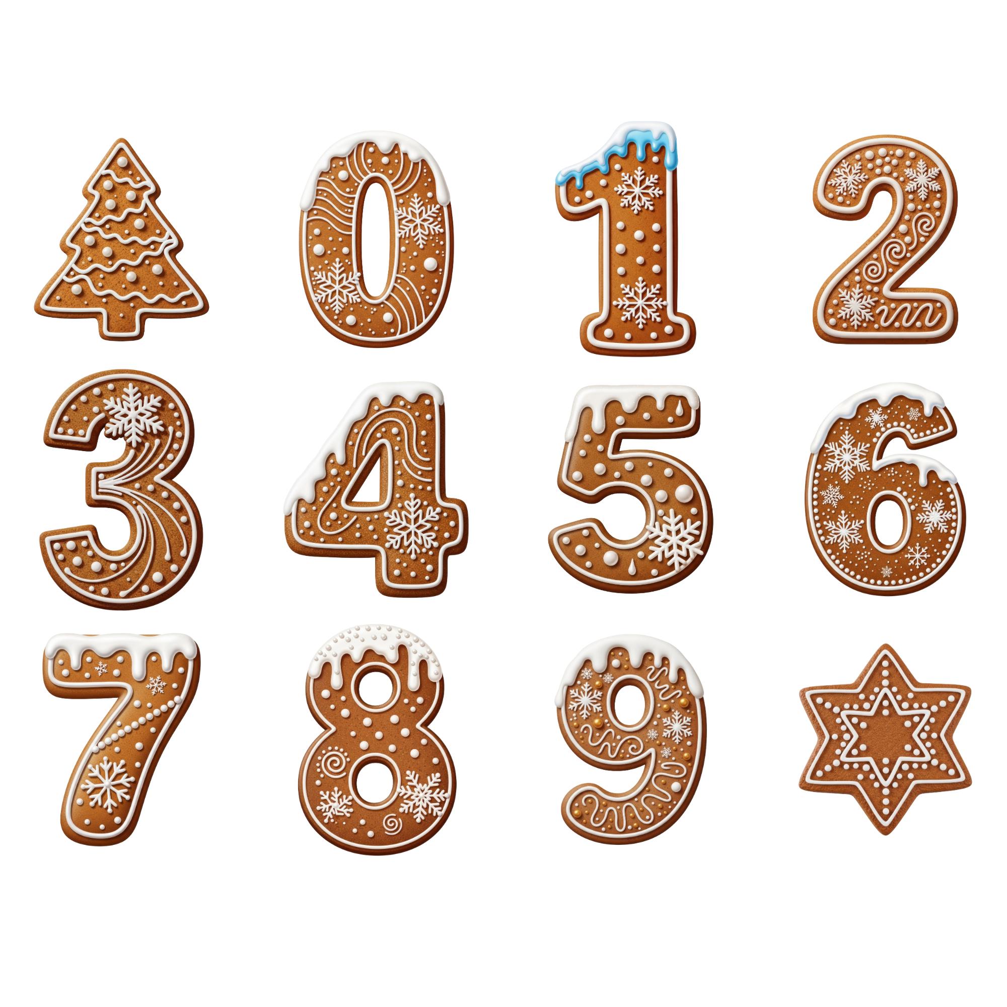 Gingerbread Cookie Numbers Clipart – 12 PNG Elements / 300 DPI - Etsy