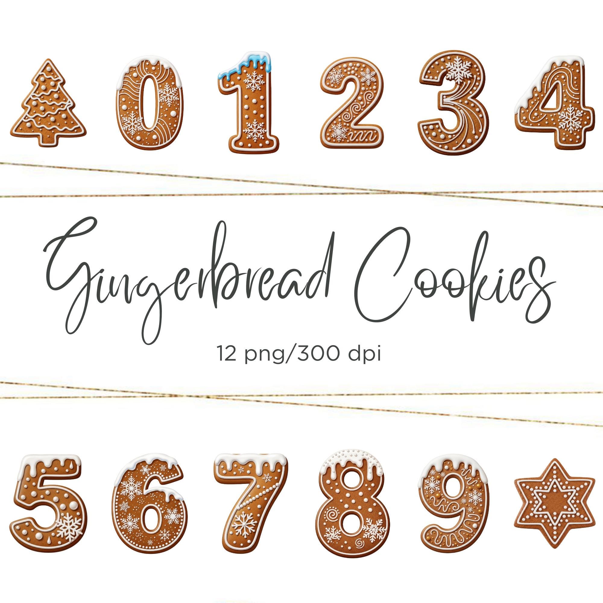 Gingerbread Cookie Numbers Clipart – 12 PNG Elements / 300 DPI - Etsy