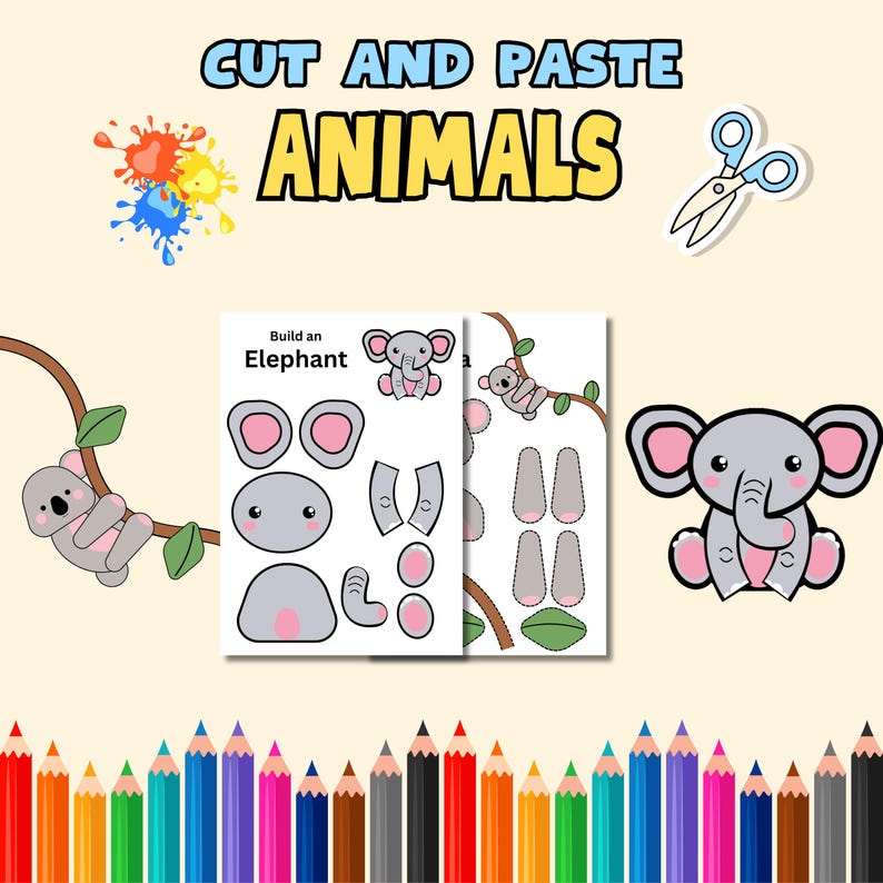 10 Cut and Paste Animals | Cut Out and Glue Activity | Printable Animal ...