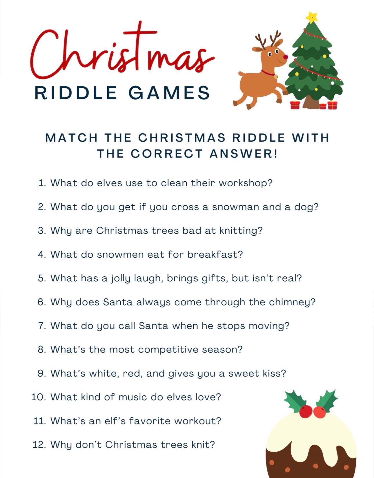 Christmas Riddle Games - Etsy