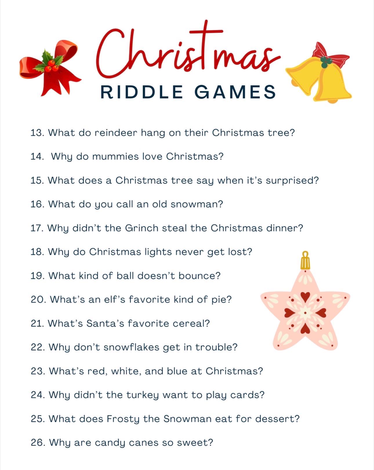 Christmas Riddle Games - Etsy