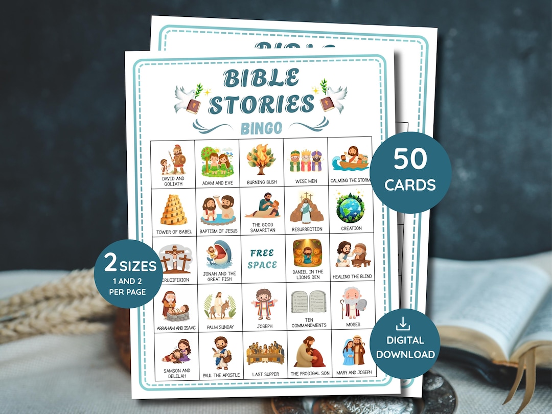 Bible Stories Bingo Game, Printable Christian Bingo, Sunday School ...