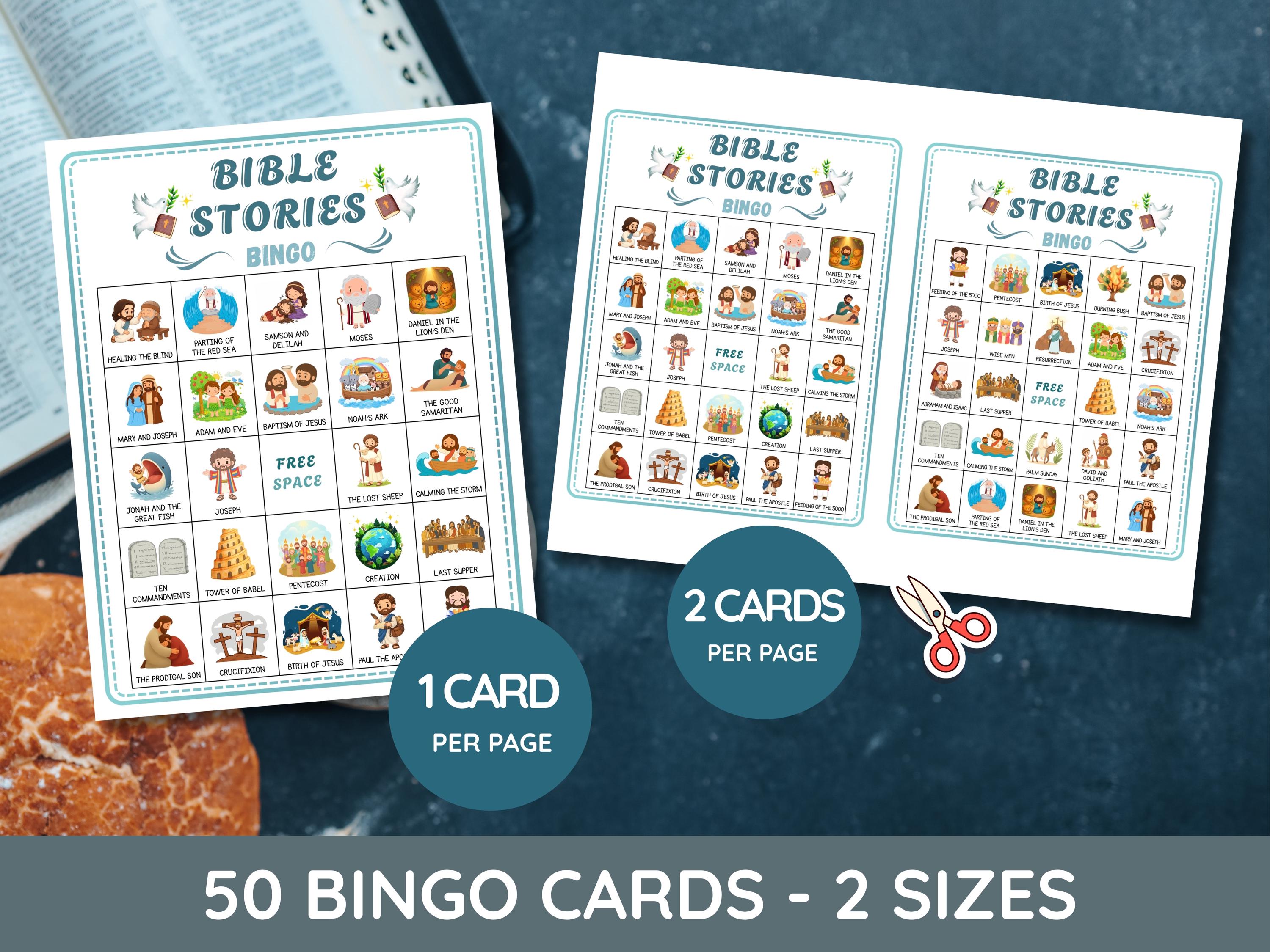 Bible Stories Bingo Game, Printable Christian Bingo, Sunday School ...