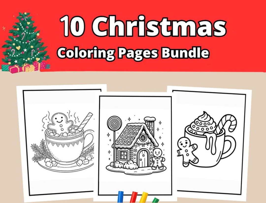 Gingerbread Christmas Coloring Pages for Kids | 20 Printable Designs - Etsy