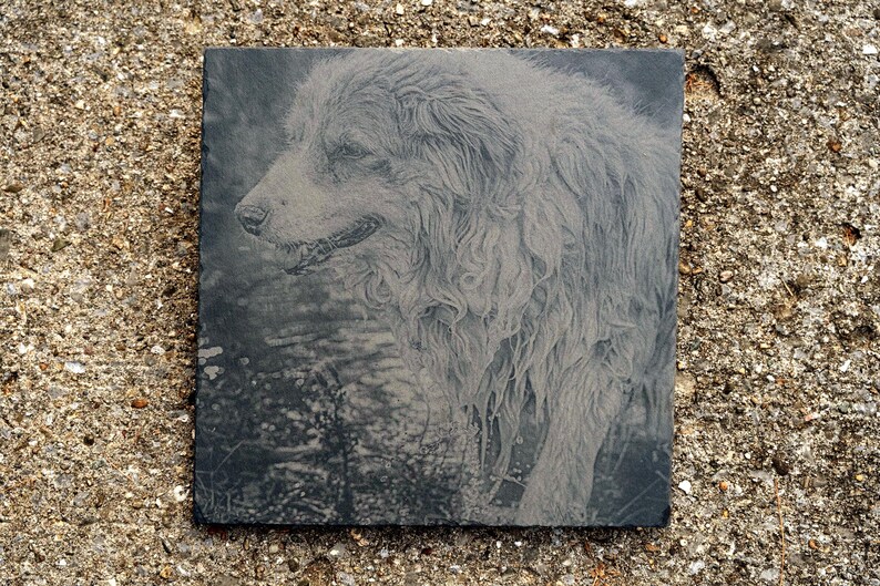 Custom Photo Engraved Slate Tile: Family Portrait, Pet Memorial (12x12 ...