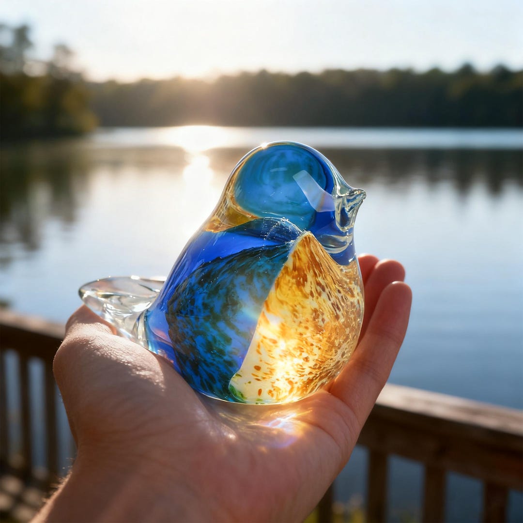 Mothers Day Hand Blown Glass Bird Sculpture,bluebird of Happiness ...