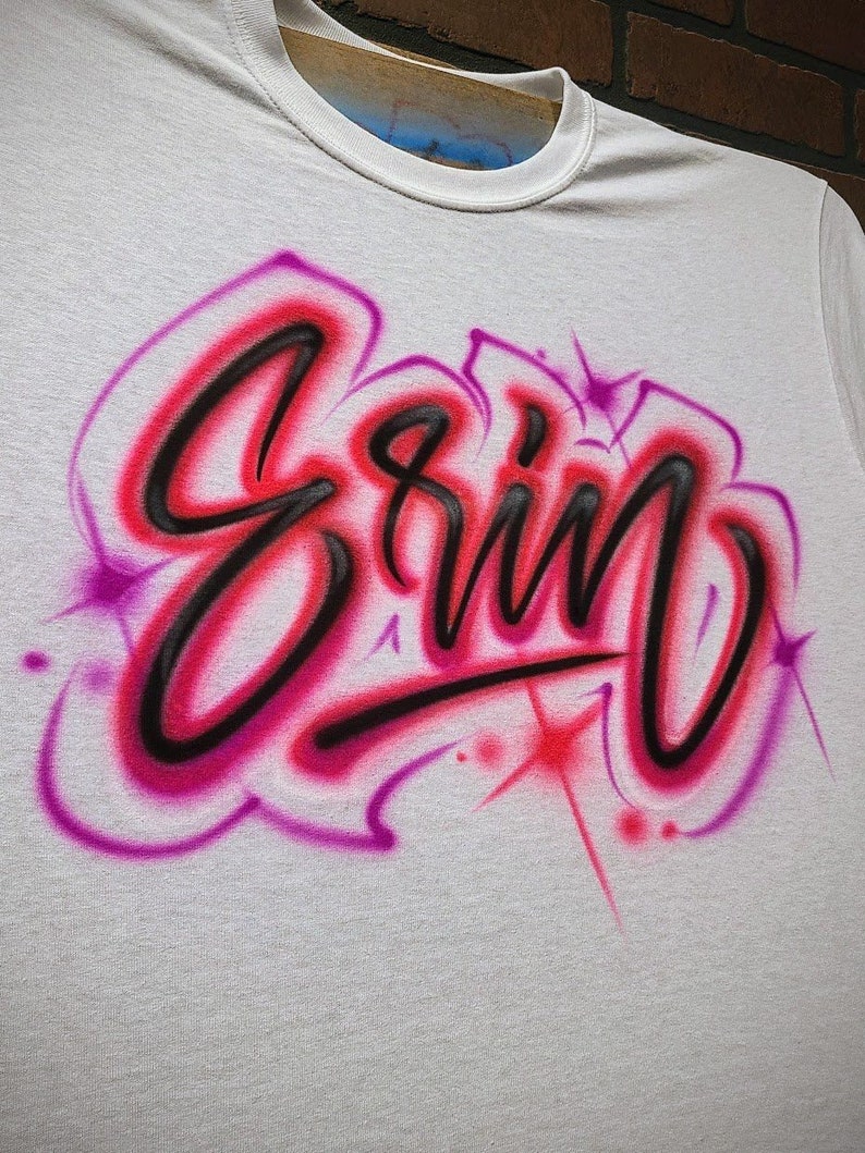 Script Style Airbrush T Shirt Personalized With Your Name or - Etsy