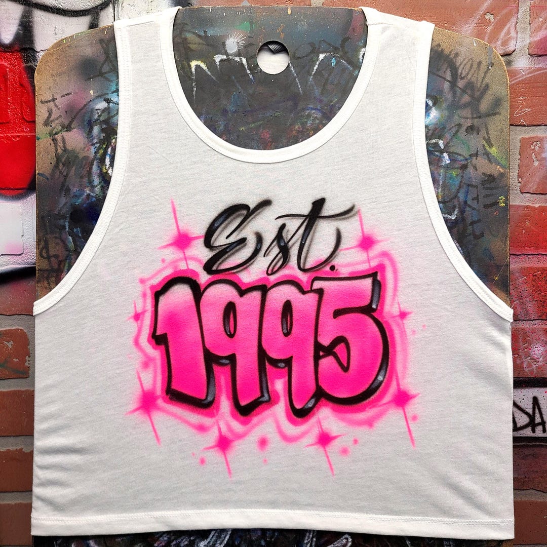 Airbrush Est. Year Design - Personalized Birthday T Shirt, Hoodie, Tank ...