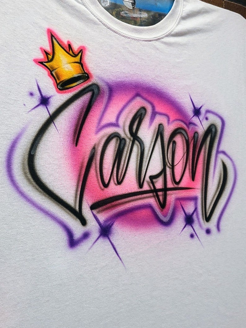 Script Style Airbrush T Shirt Personalized With Your Name or - Etsy