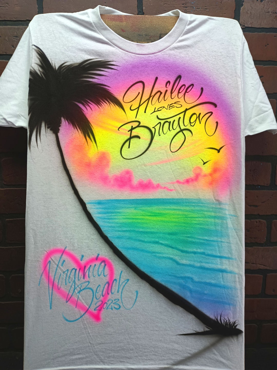 Custom Airbrush Beach Sunset Vacation T Shirt - Etsy