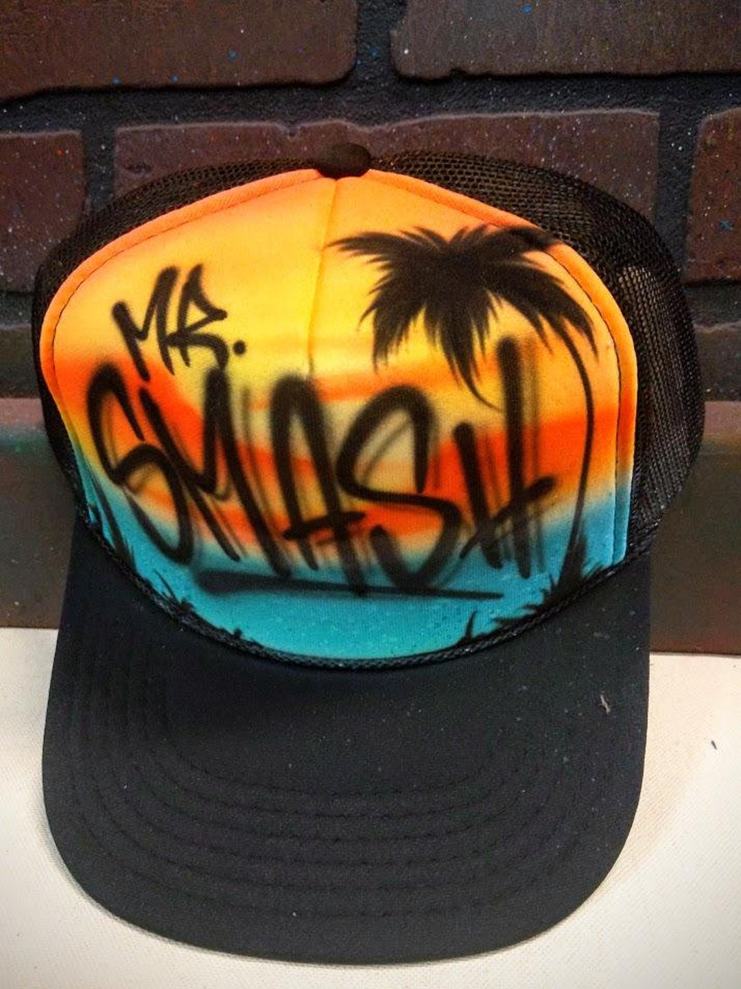 Custom Airbrush Trucker Hat | Personalized Name Snapback, Hand Painted ...
