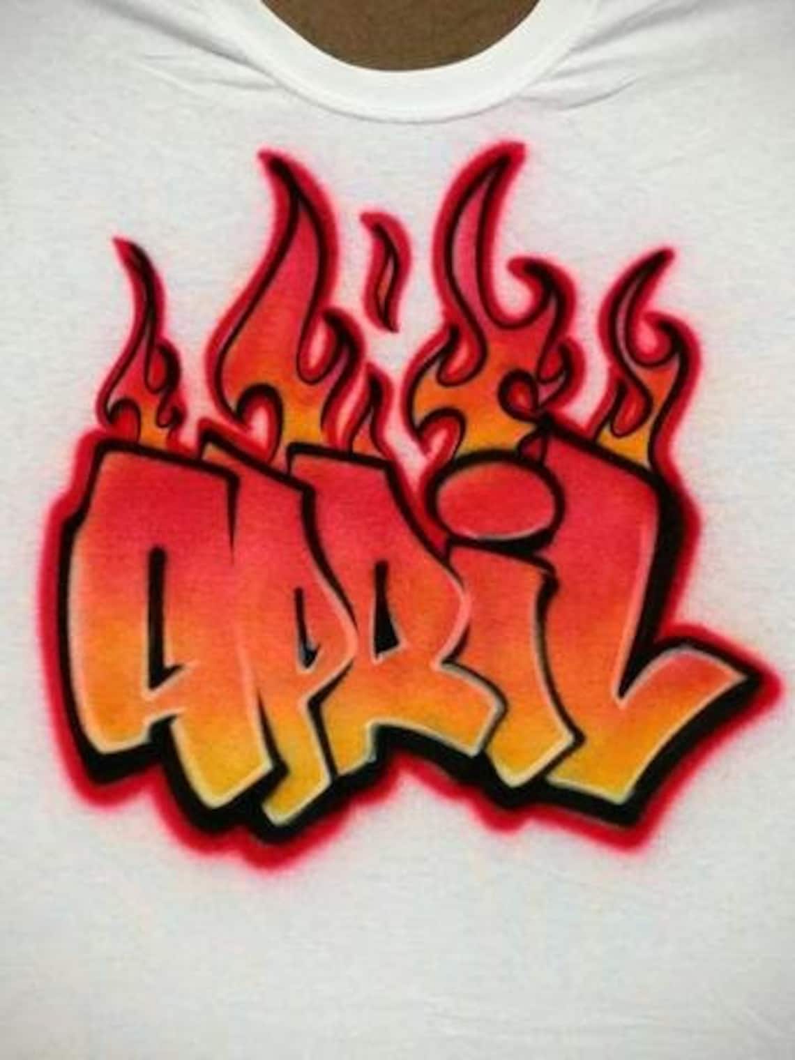 Graffiti Fire Flames Airbrush T shirt Personalized with your | Etsy