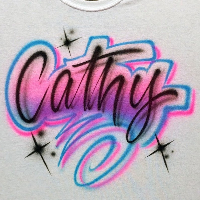 Script Style Airbrush T Shirt Personalized With Your Name or - Etsy