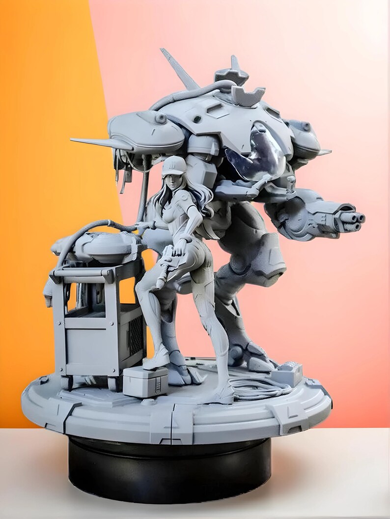 Mecha Pilot Heroine Figurine STL | Futuristic Fighter Girl Statue ...