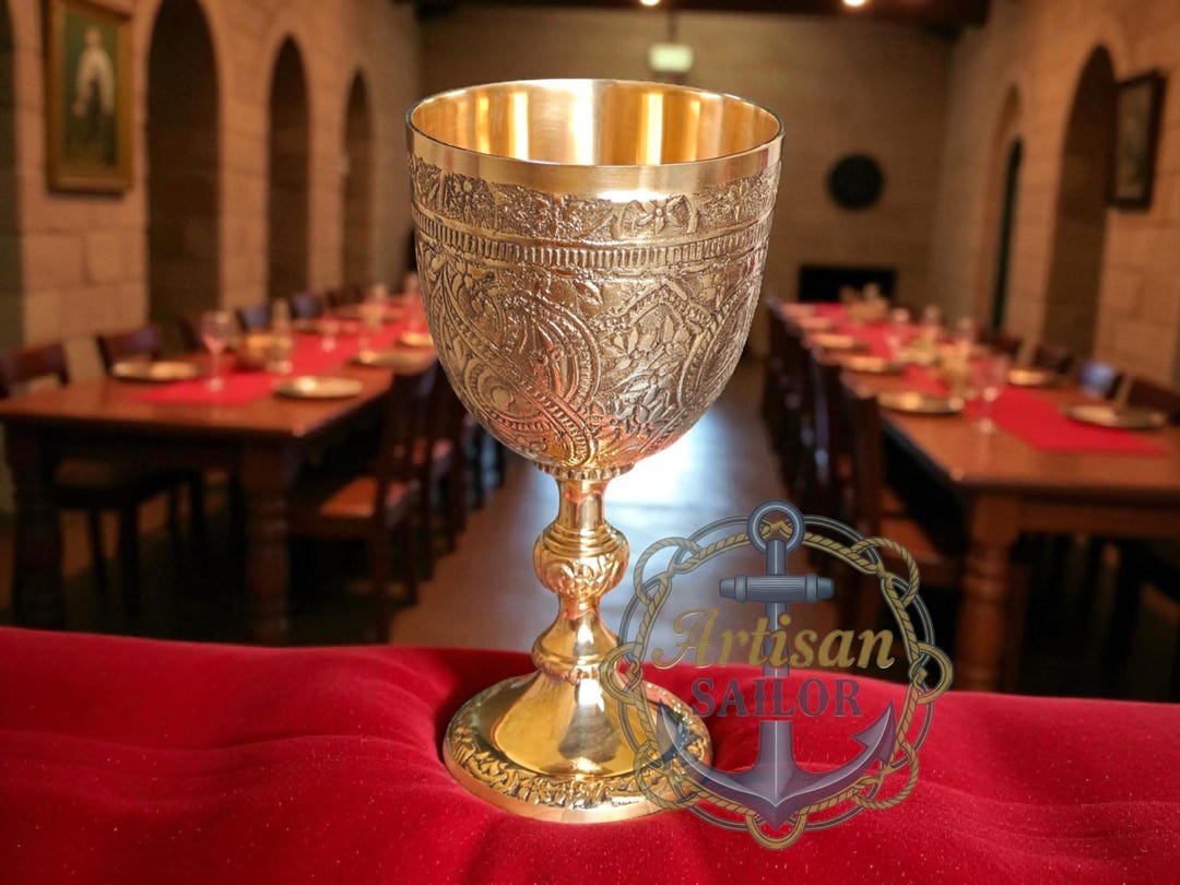 Hand-engraved 250 Ml Brass Wine Goblet – Ornate Floral Design, Free ...