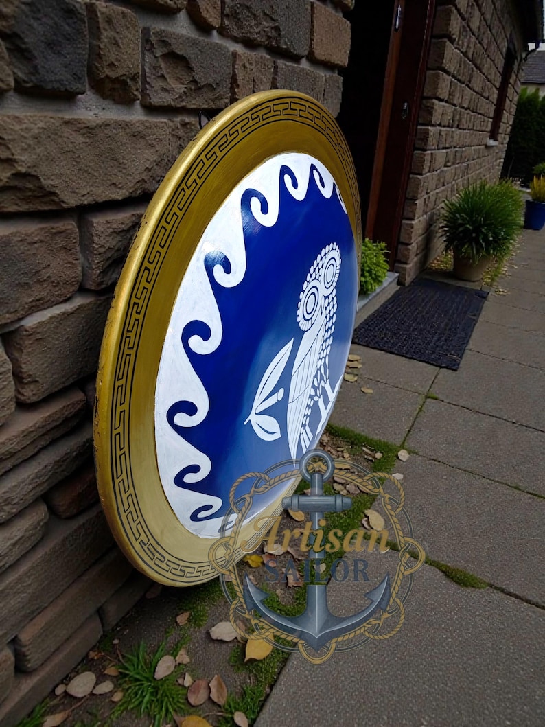 Handcrafted Greek Hoplite Norse Viking Shield – Athena Owl, Steel ...