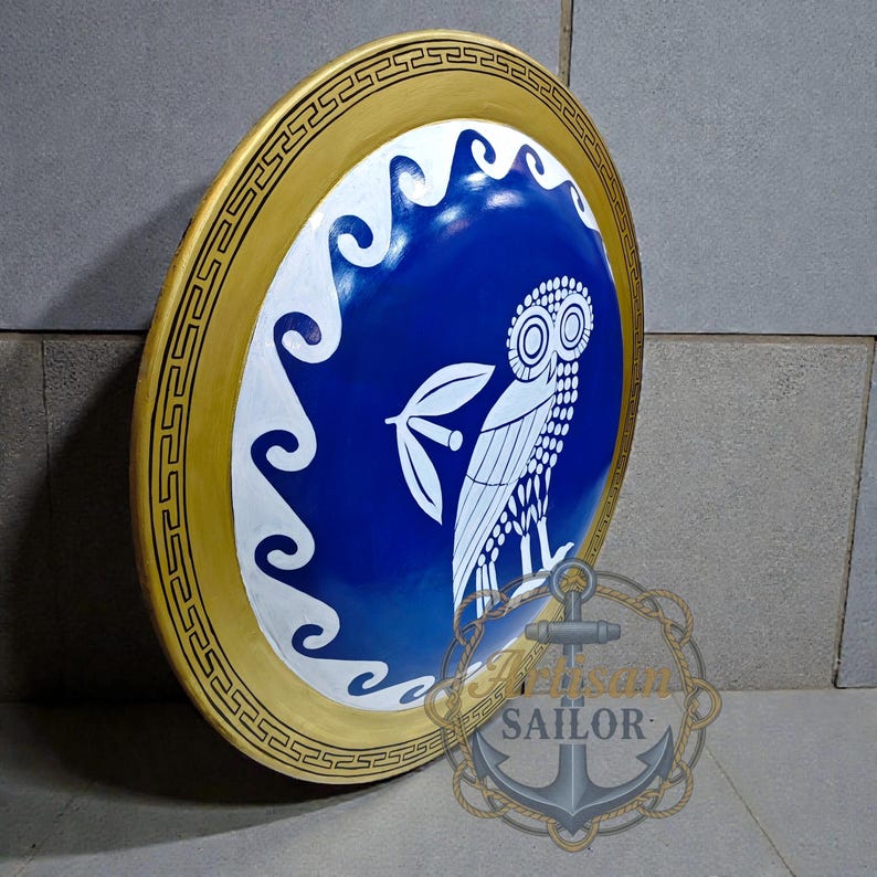 Handcrafted Greek Hoplite Norse Viking Shield – Athena Owl, Steel ...