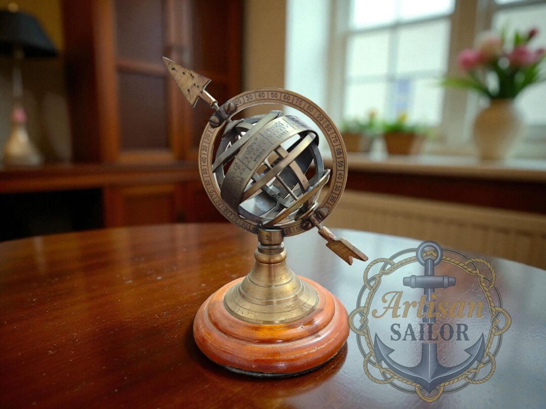 Brass Armillary Sphere – Antique Zodiac Astrolabe, Desktop Astronomy ...