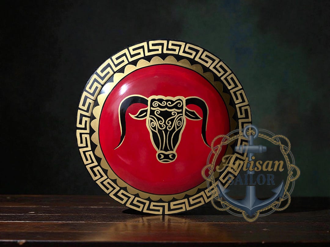 Hand-painted Minotaur Shield – Red Gold Greek Warrior Wall Art - Etsy