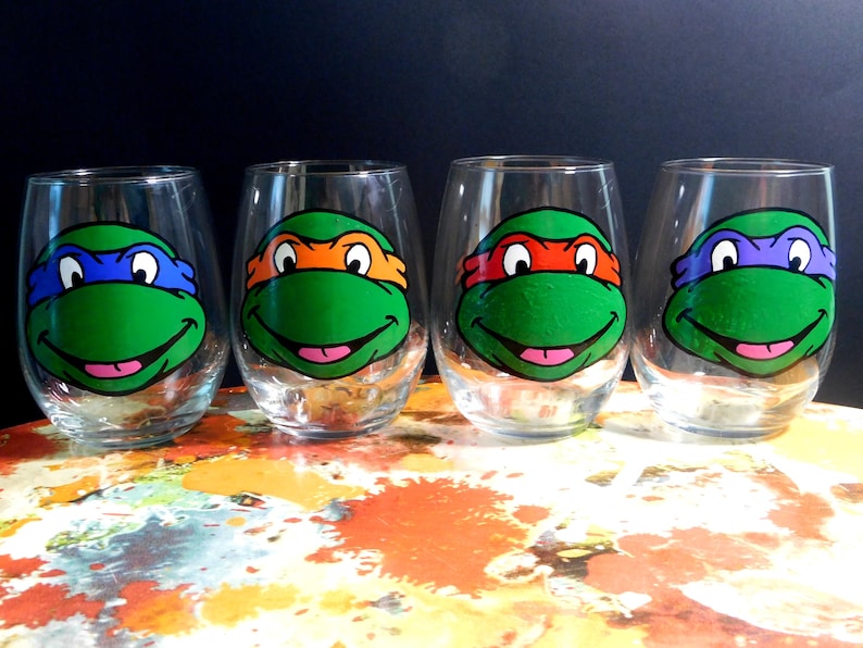 Hand Painted Teenage Mutant Ninja Turtles Wine Glass Donatello ...