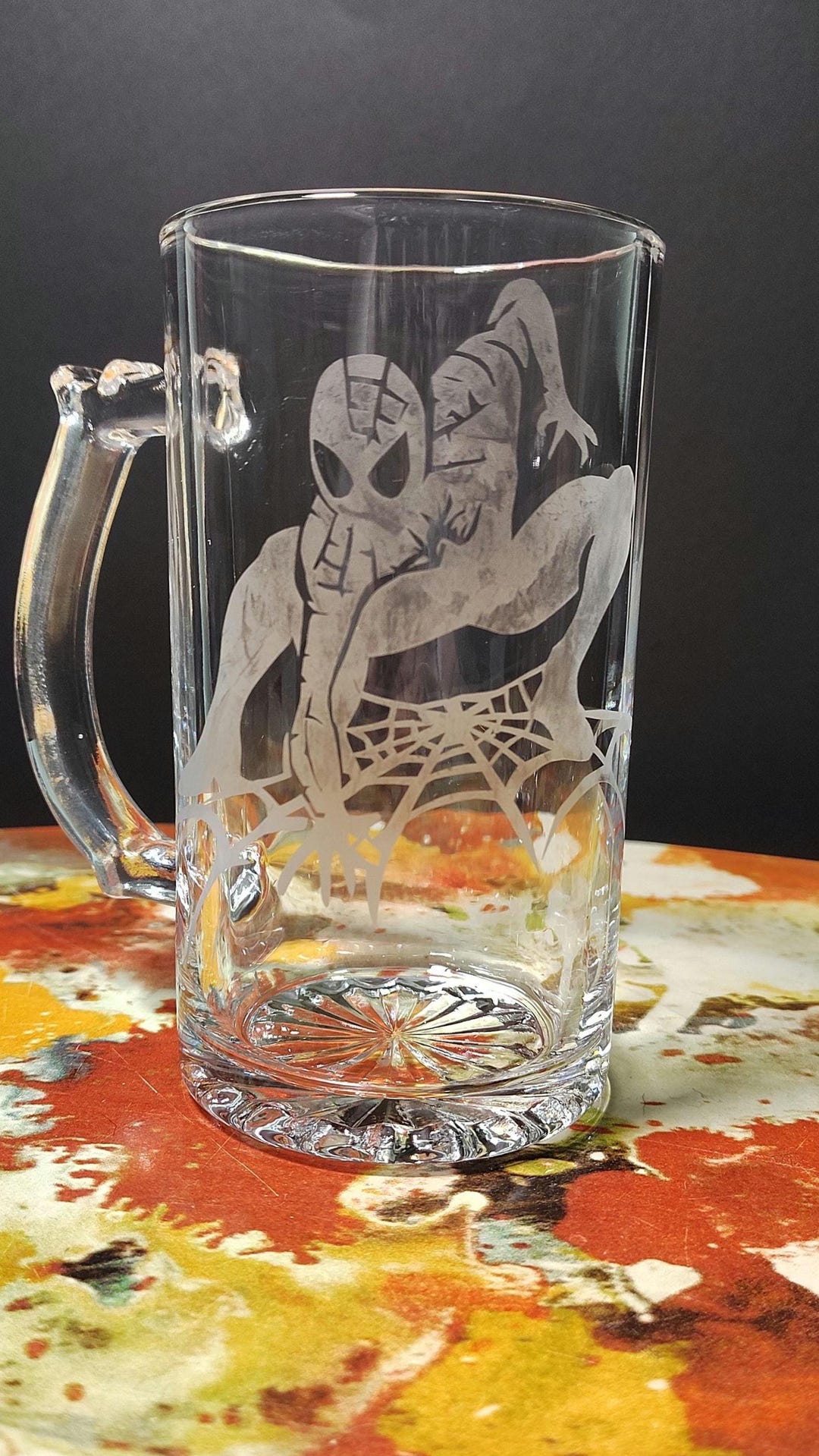 Hand Etched Marvel Comics Character Beer Mug Deadpool Wolverine Iron ...