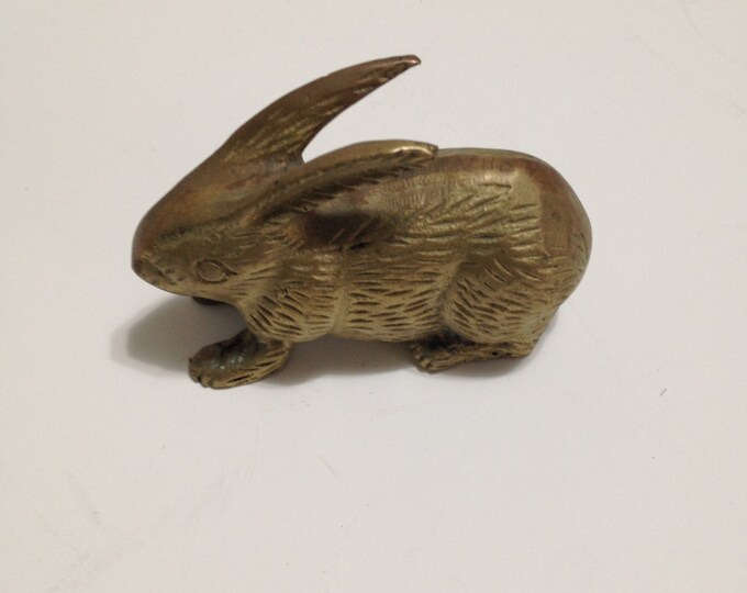 Vintage Solid Brass Bunny Rabbit Paperweight - Etsy