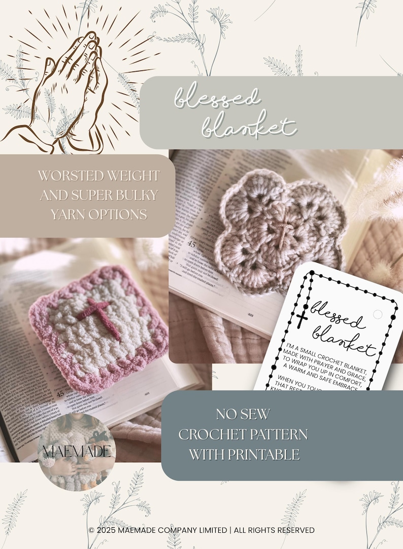 Blessed Blanket NO SEW Crochet Pattern With Printable | Pocket Prayer ...