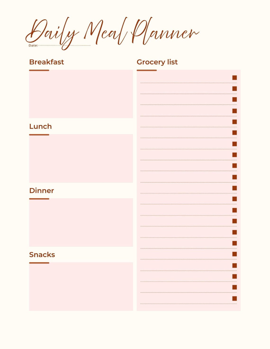 Baby Pink Meal Prep Planner | Daily, Weekly & Monthly Meal Planning ...