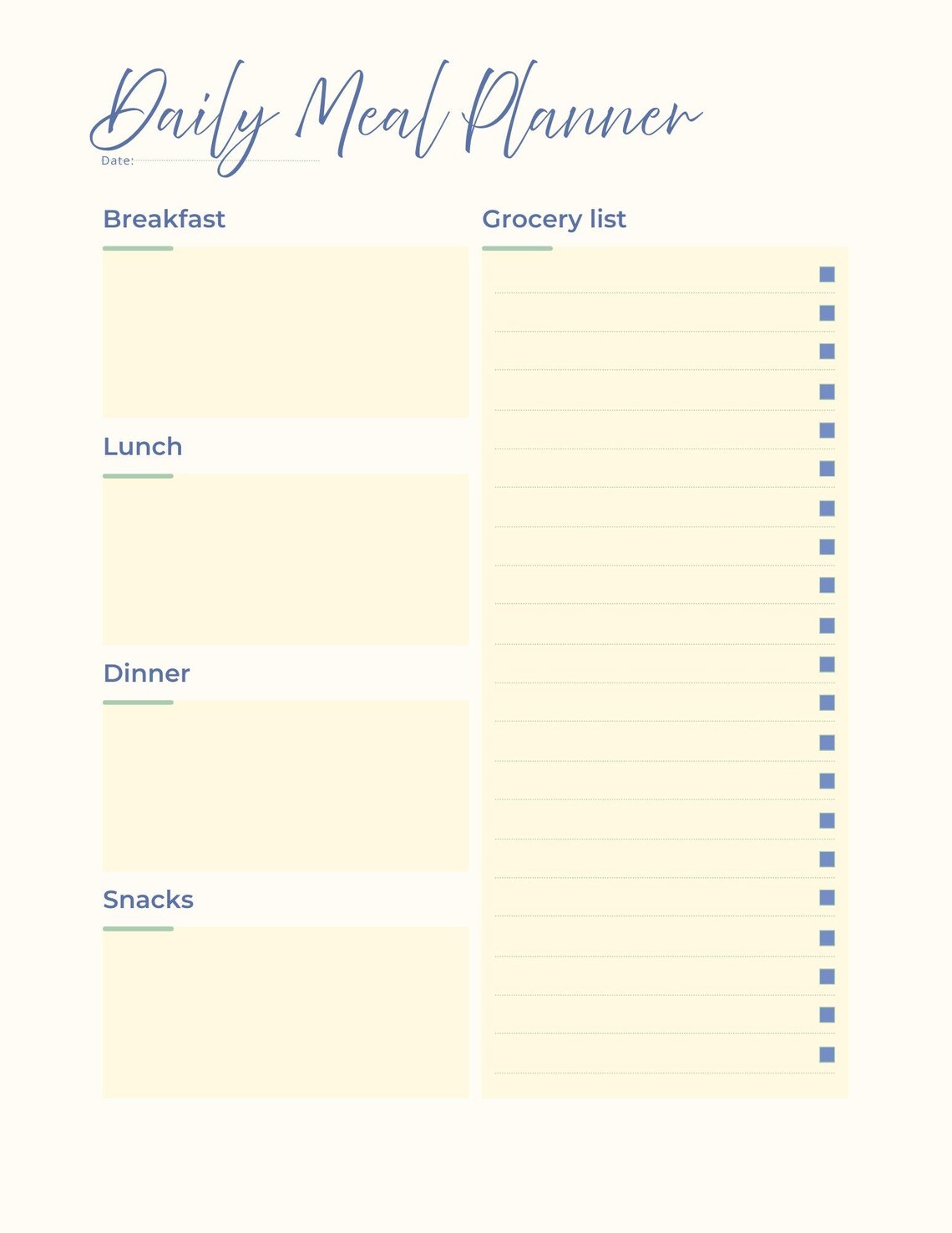 Blue & Green Meal Prep Planner | Daily, Weekly + Monthly Meal Planning ...