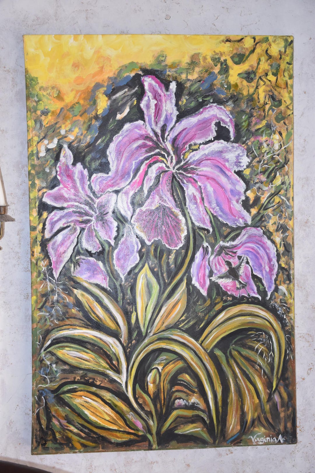 Iris Morados (purple Iris), Signed by Artist Virginia Aguero - Etsy
