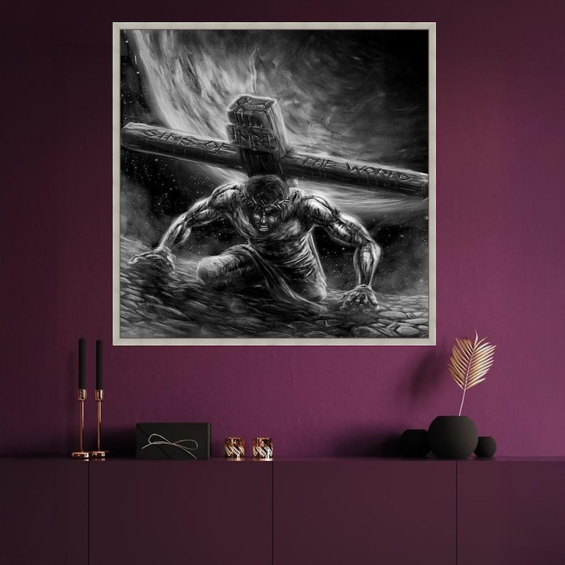 Powerful Jesus Carrying Cross Canvas, Religious Wall Art, Spiritual ...