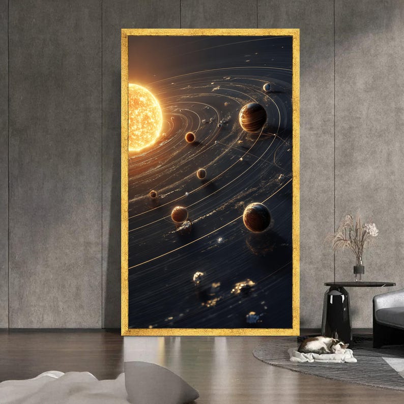 Solar System Planets Orbit Canvas, Space Wall Art, Astronomy Decor ...
