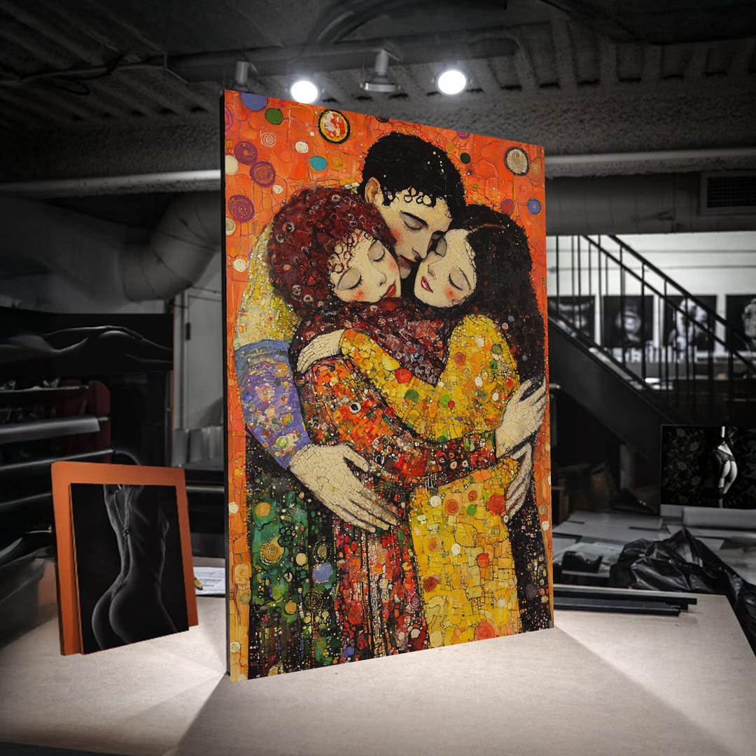 Warm Group Embrace Canvas, Emotional Hug Wall Art, Family Connection ...