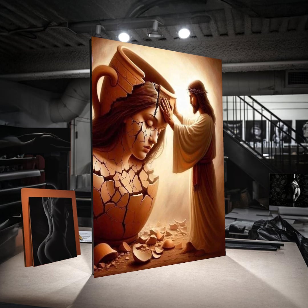 Jesus Healing Broken Vessel Canvas, Spiritual Christian Wall Art, Faith ...