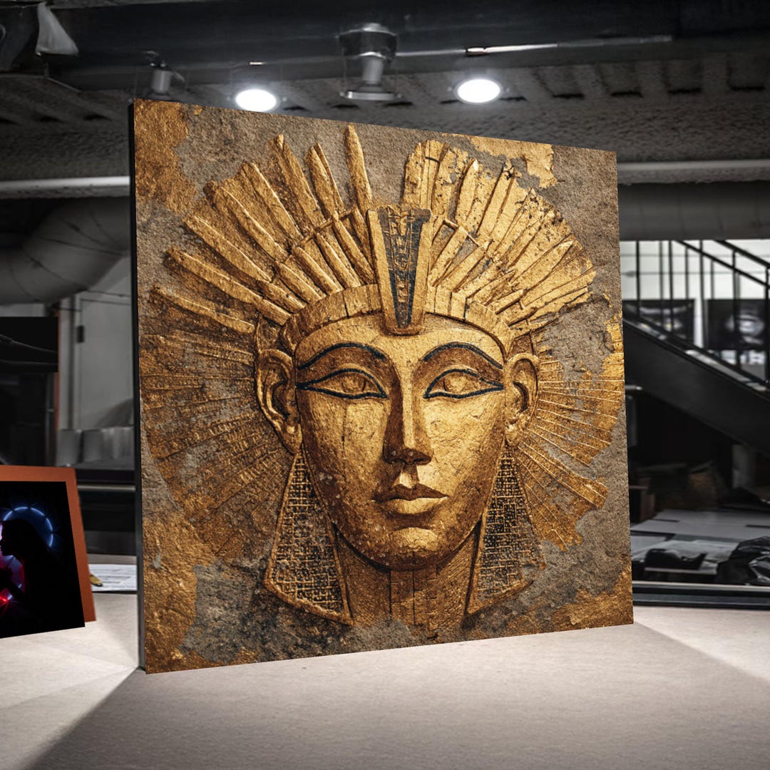 Ancient Egyptian Pharaoh Canvas Wall Art, Gold King Tutankhamun Design ...