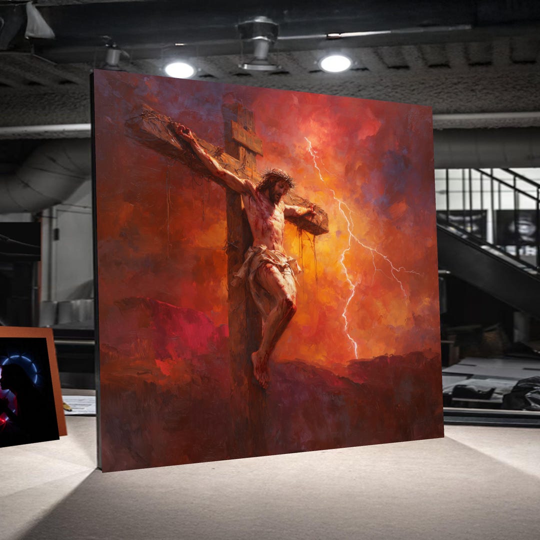 Jesus Christ Crucifixion Canvas, Dramatic Religious Wall Art, Spiritual ...
