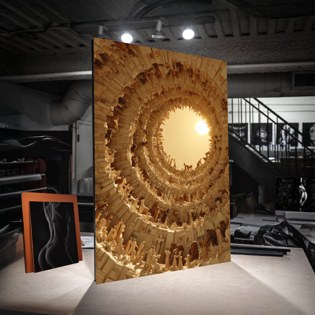 Sunlit Spiral Sculpture Canvas, Intricate Figurine Art, Effect Wall ...