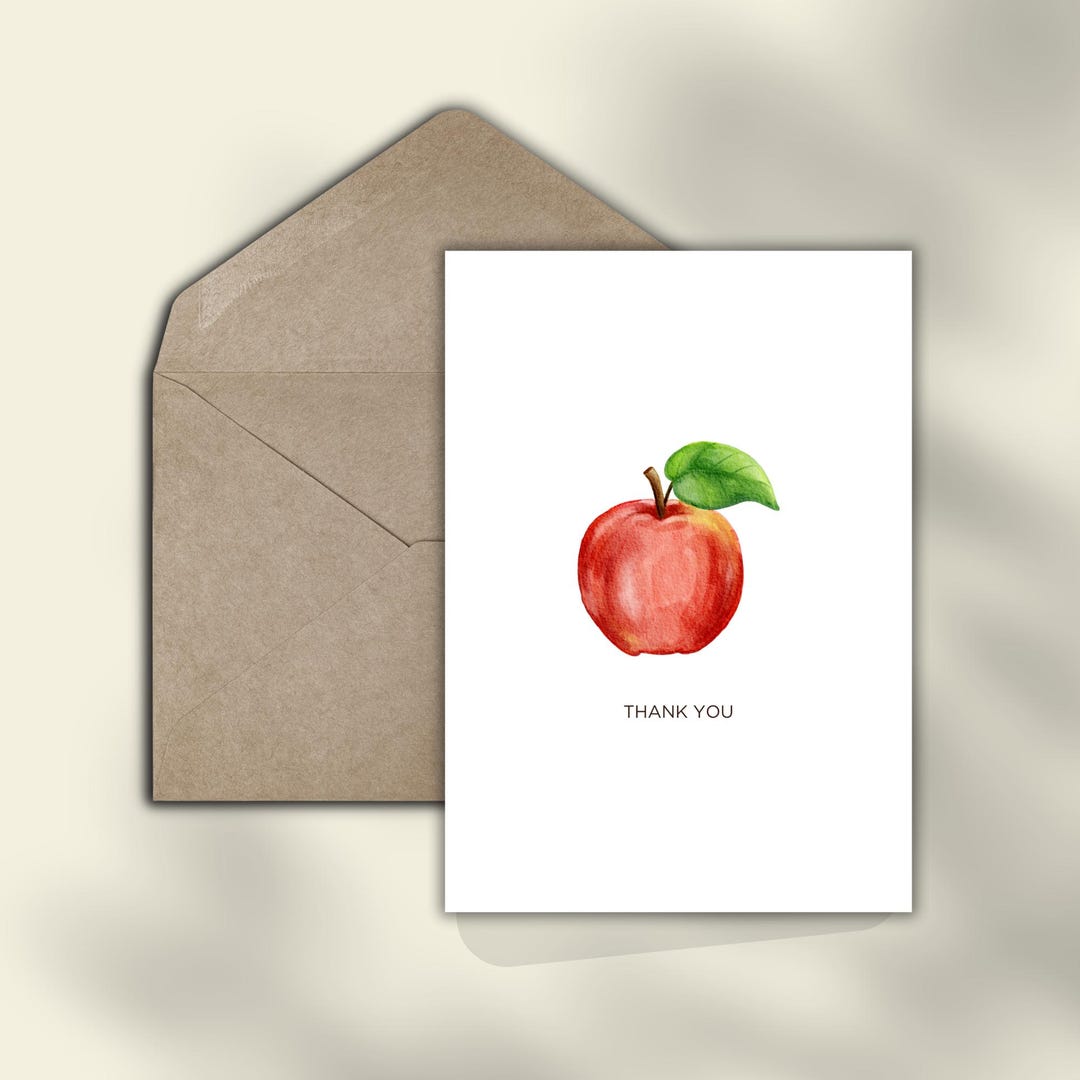 Thank You Card Apple for Teacher Modern Minimalist | Printable 4x6 ...