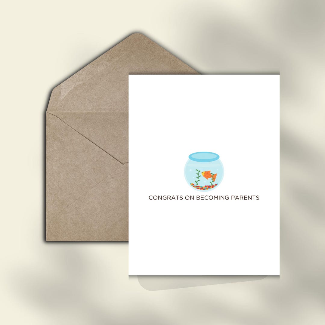 Congrats on Becoming Parents Card Fish in Bowl, Printable 4x6 Instant ...