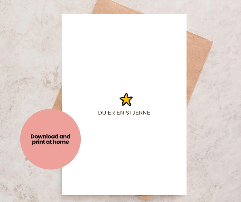 Du Er En Stjerne Norwegian Card (digital Download) - Etsy