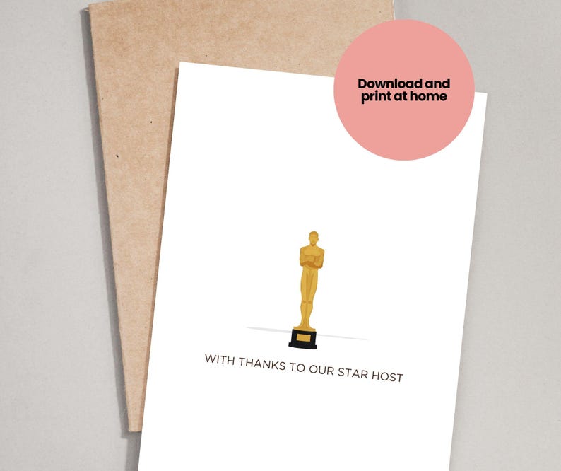 Oscars Star Host Thank You Card & FREE Bonus Poster (digital Download ...